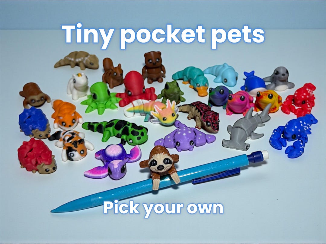 Tiny Pocket Pets – 3D Printed Articulated Animals - *NEW Size* - Etsy