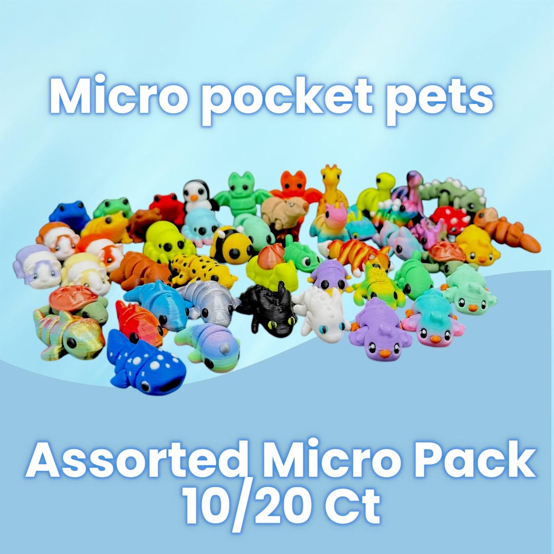 Micro Pocket Pets – 3D Printed Articulated Animals - 10/20 Ct Packs - Etsy