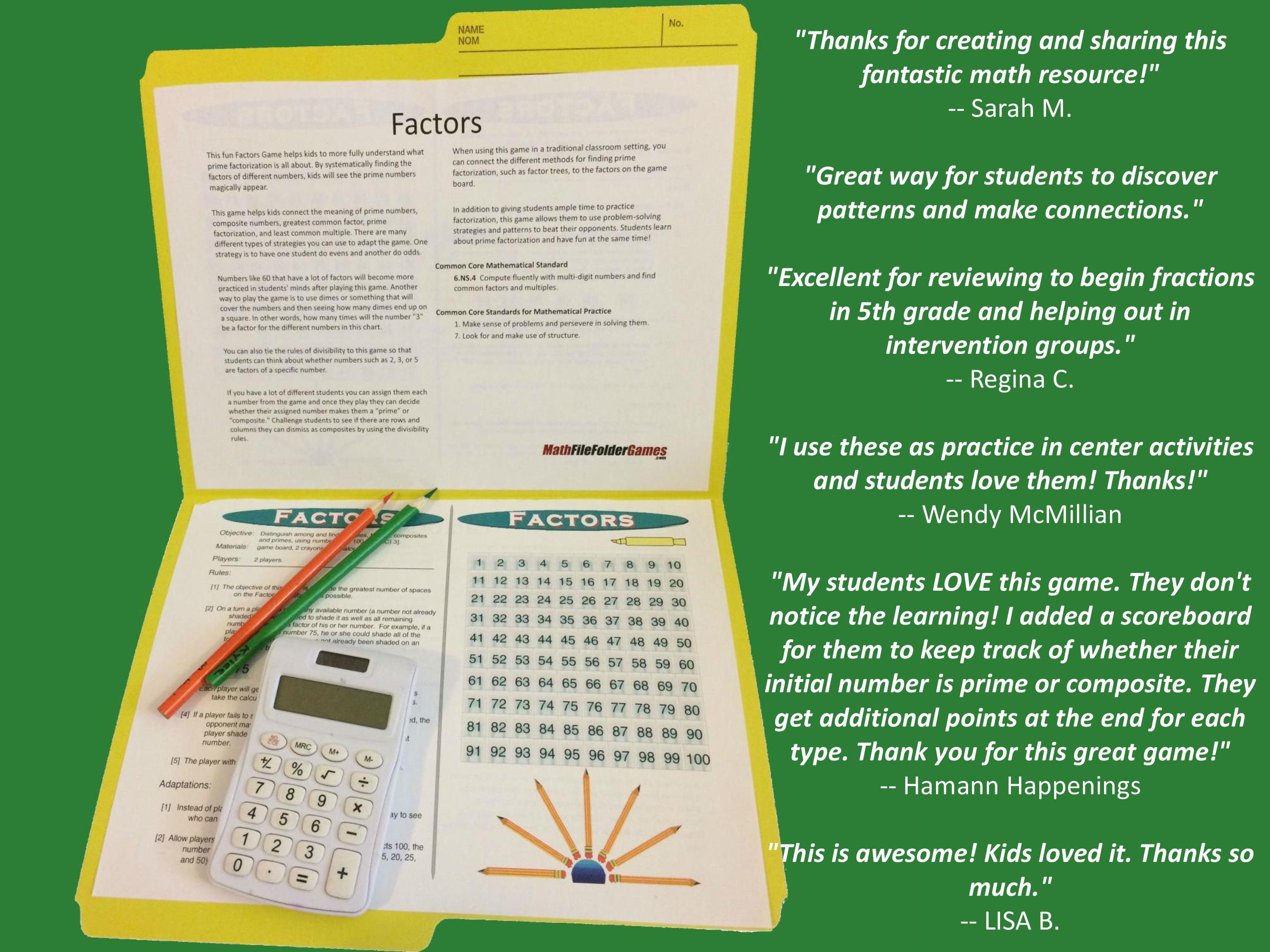 42 Printable Math Games for Middle School & Upper Elementary Students ...