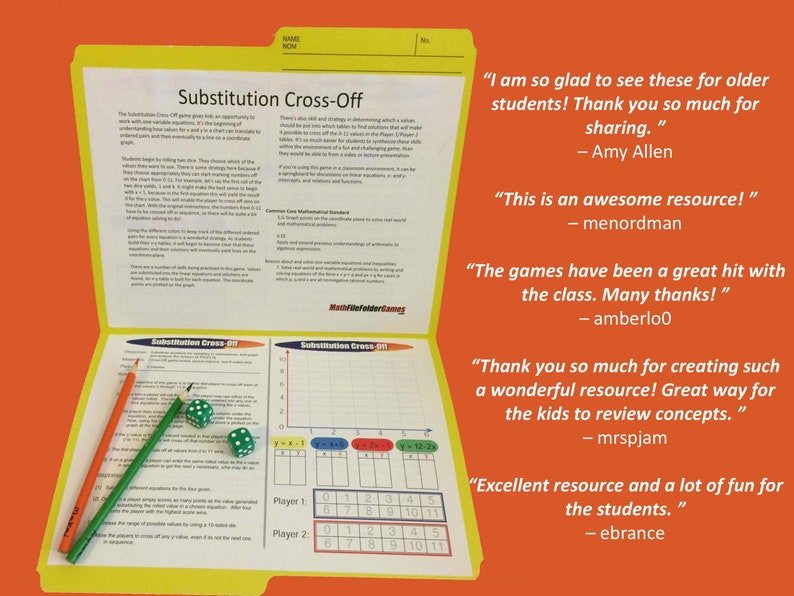 42 Printable Math Games for Middle School & Upper Elementary Students ...