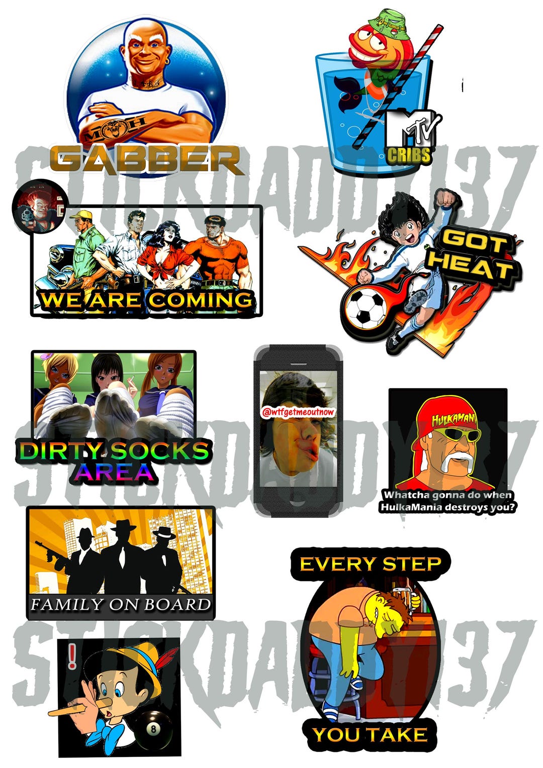 Stickers SHEET / PACK Hip Hop-original Designs-pop Art Digital Download ...