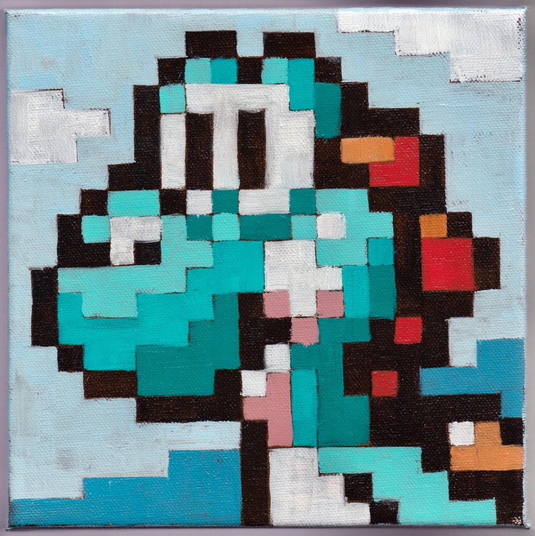 16-bit Teal Yoshi Oil Painting - Etsy