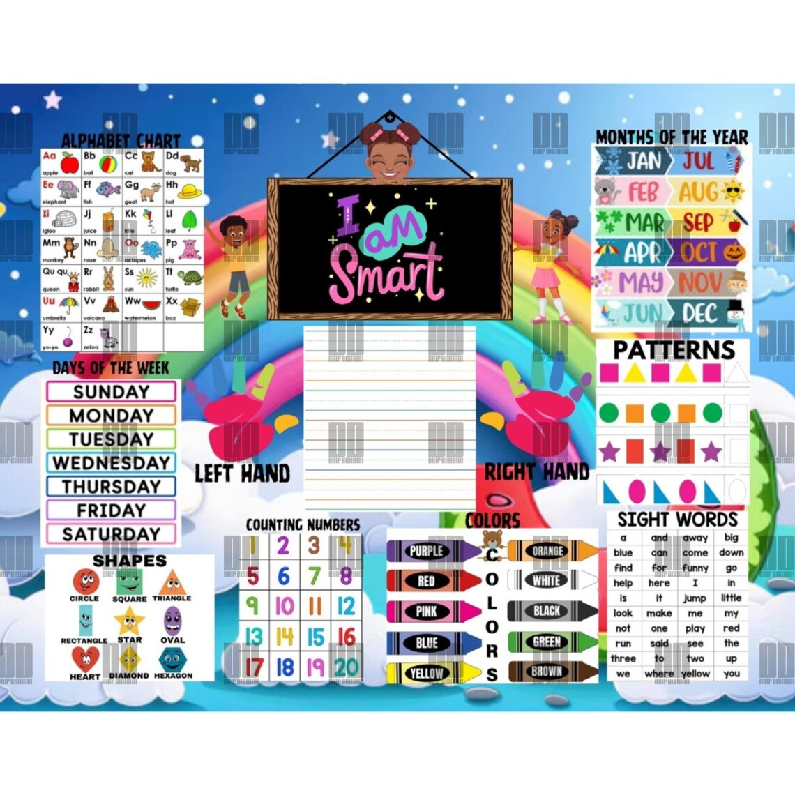 I Am Smart Learning Tray Table Design: Printable Educational Desk Mat ...