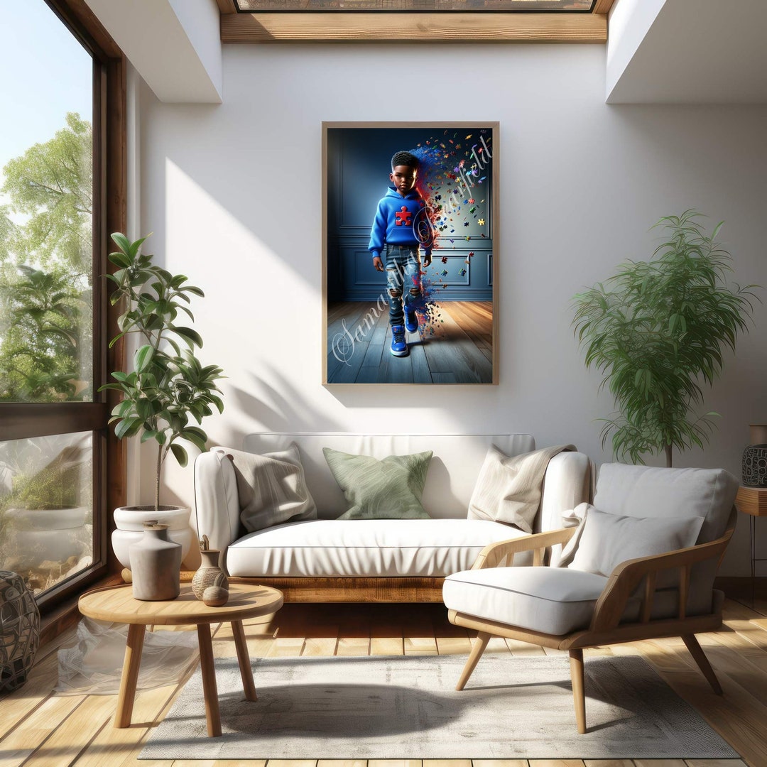 AI Digital Download of an African American Boy With Autism #317 - Etsy