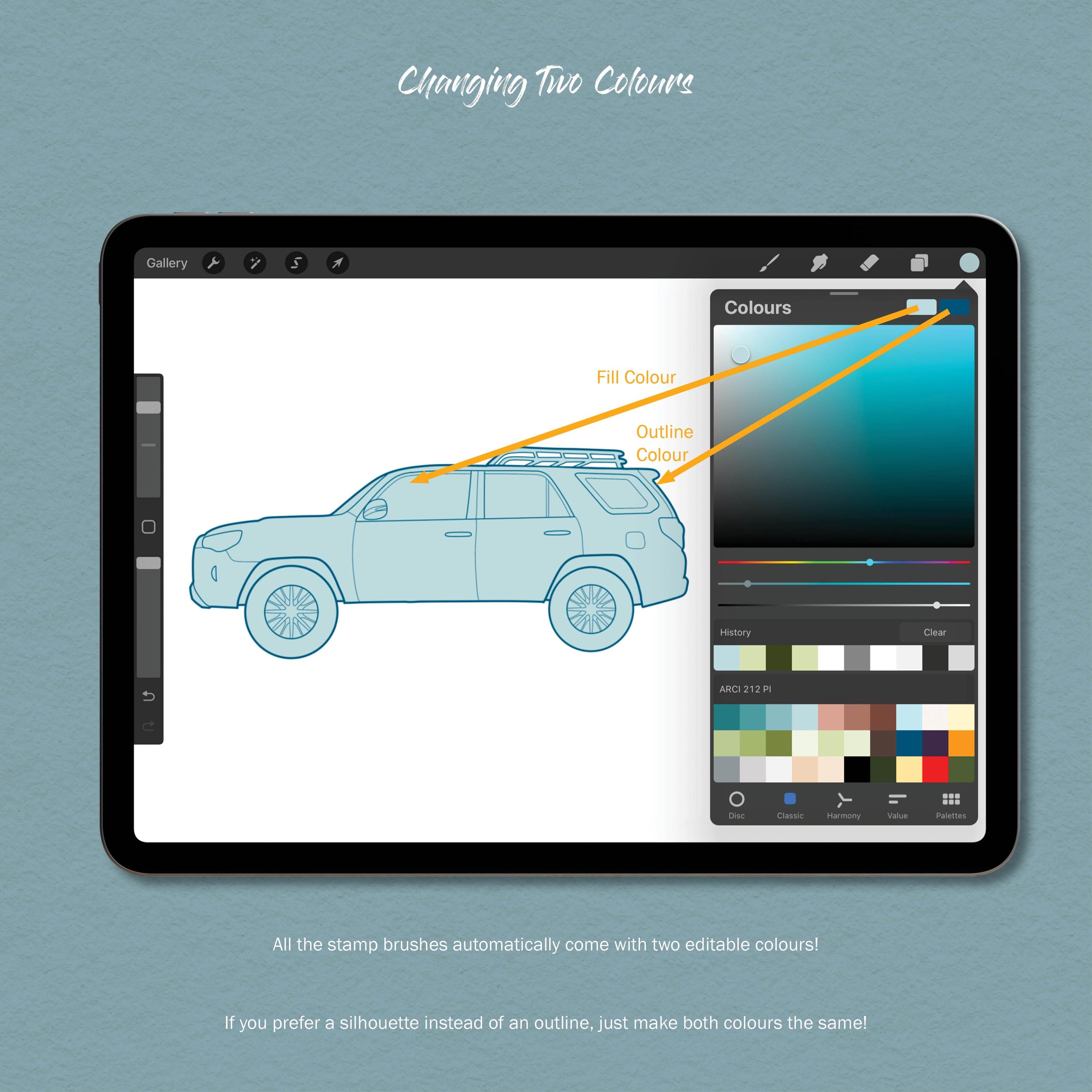 Procreate Vehicle Stamp Brushes, Car and Bus Stamps, Architecture ...