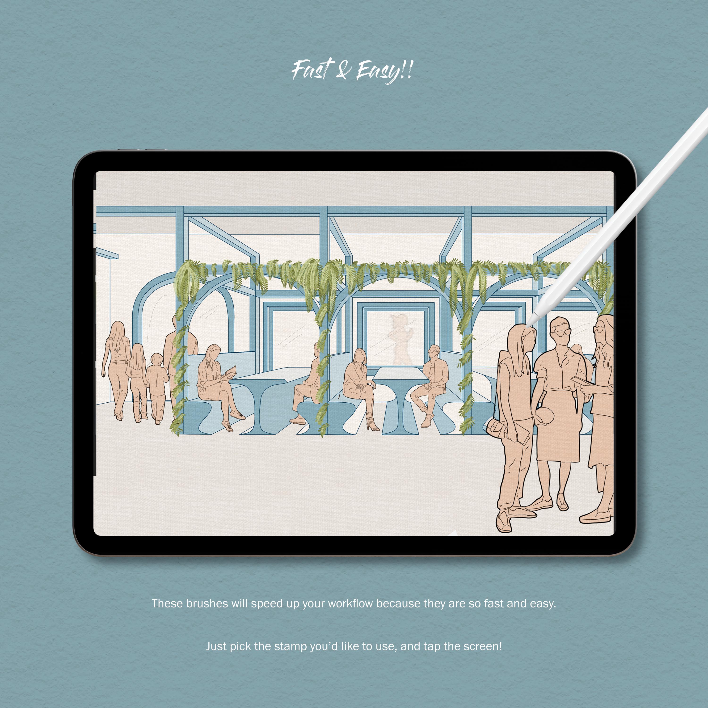 Procreate People Stamp Brushes, People Stencils, Architecture Procreate ...