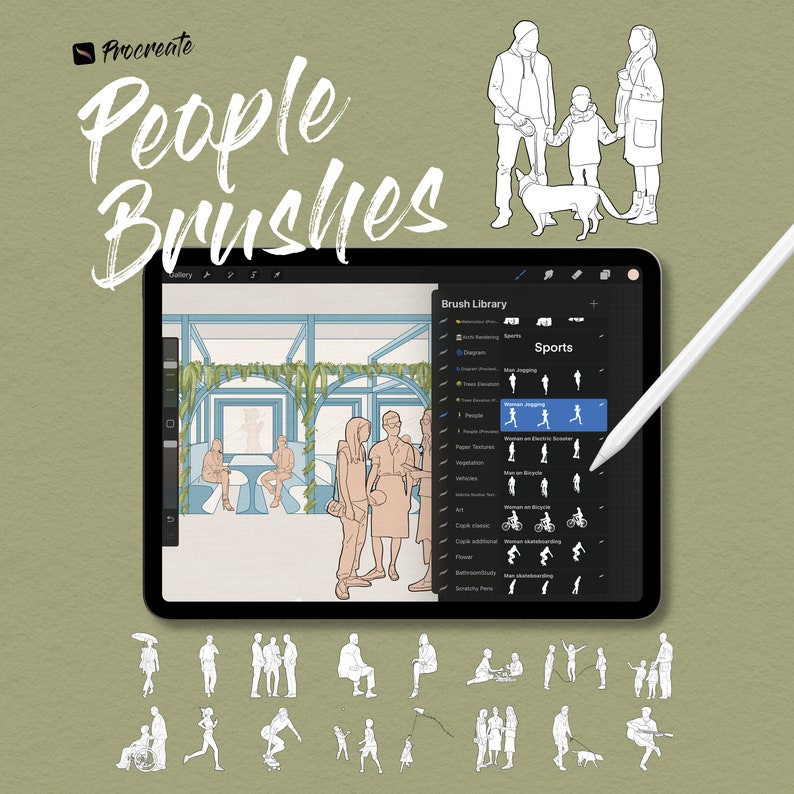 Procreate People Stamp Brushes, People Stencils, Architecture Procreate ...