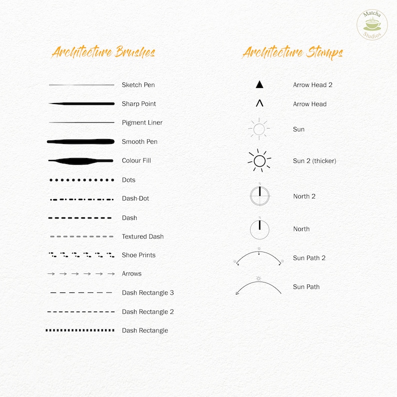 Architecture Procreate Diagram Brush Set, Symbols, Vegetation and ...