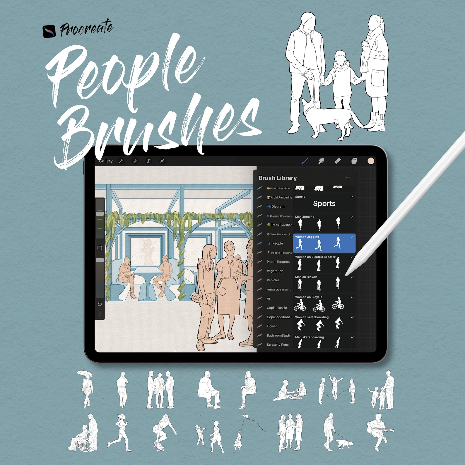 Procreate People Stamp Brushes, People Stencils, Architecture Procreate ...