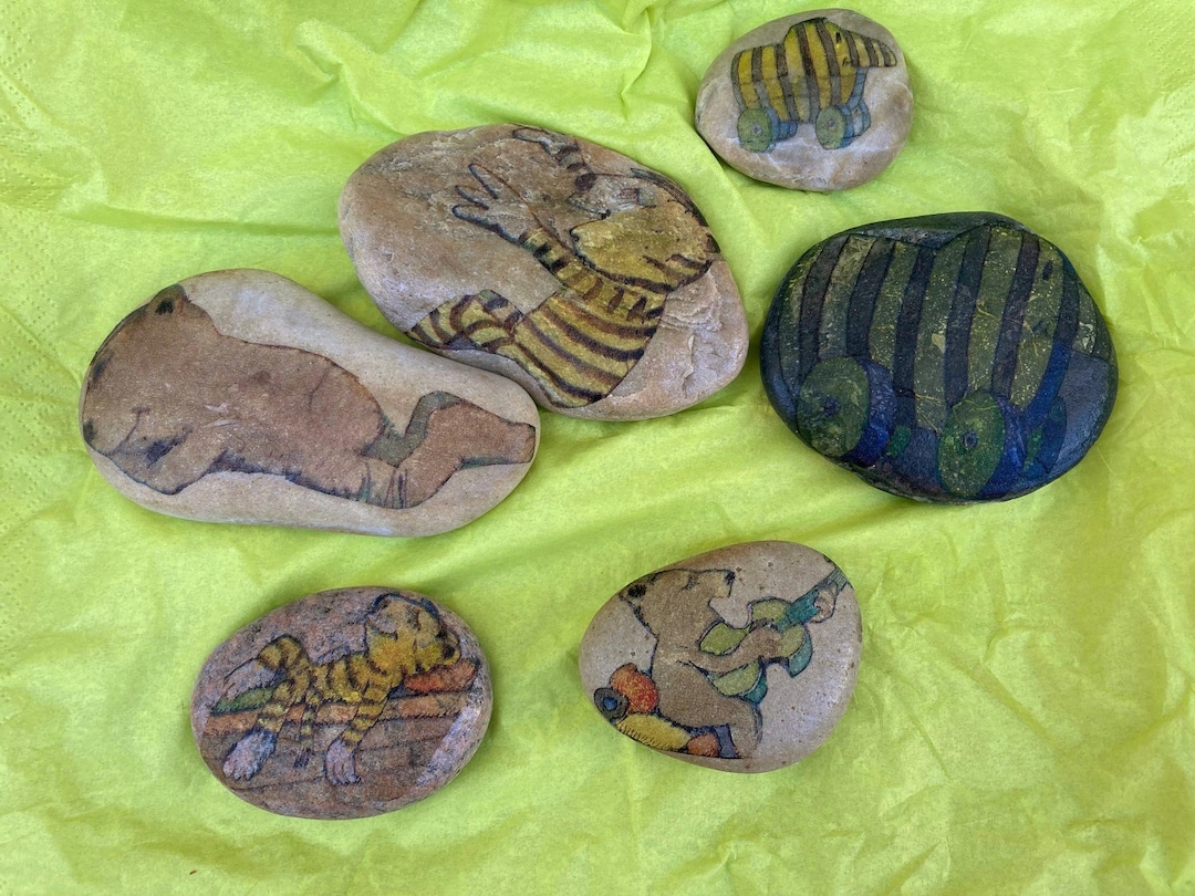 Stones, Janosch, Tiger Duck, Tiger, Bear, Decoupage - Etsy