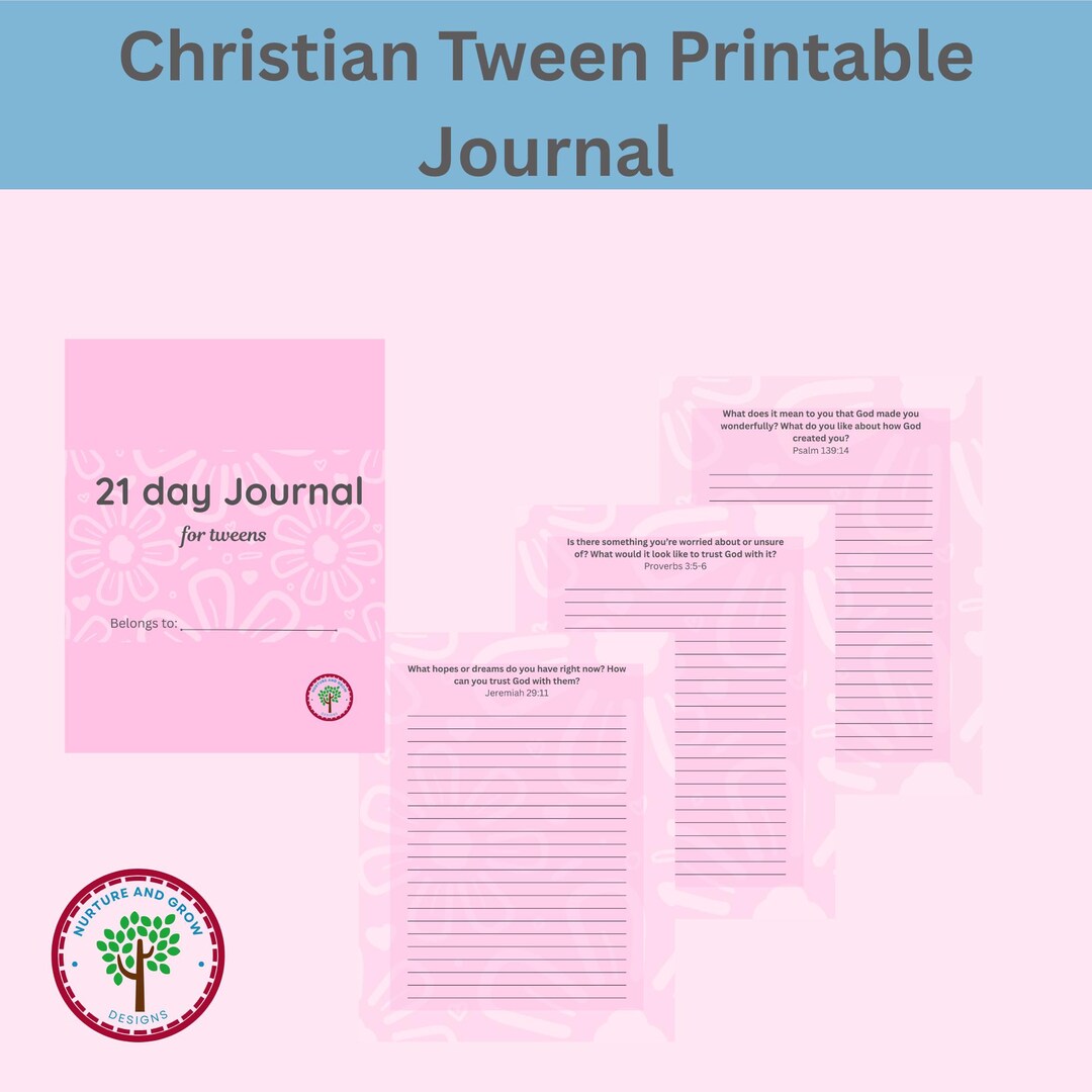 21-day Journal for Christian Tween Girls (PDF, 8.5x 11, US Letter ...