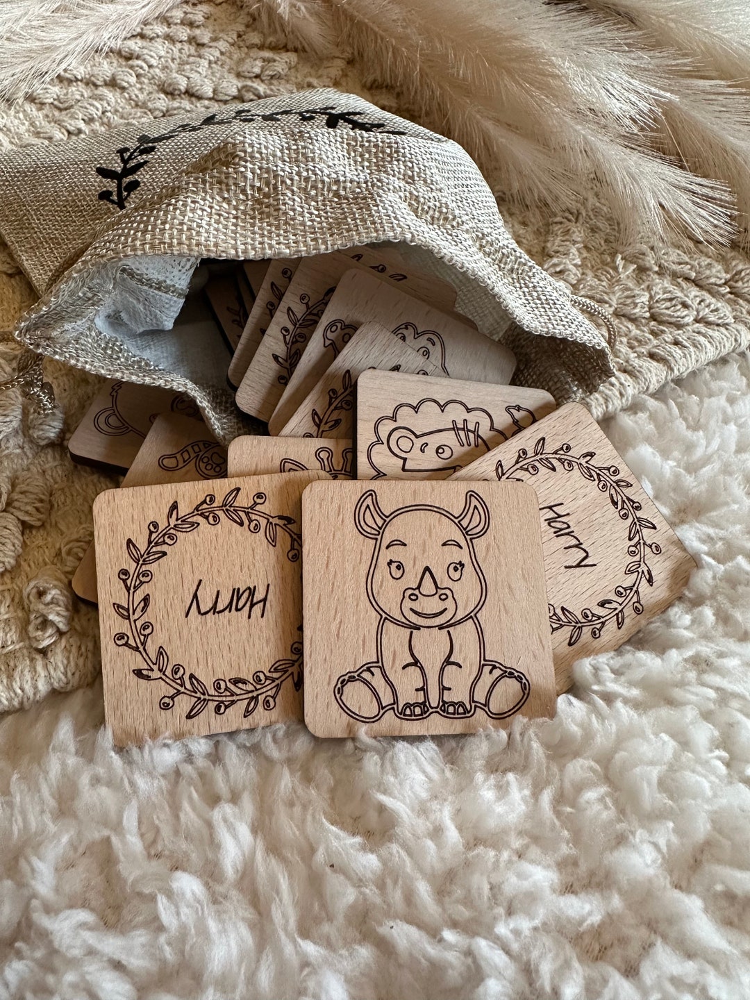 Wooden Matching Game, Memory Game, Memory 20 Pieces, Matching Cards ...