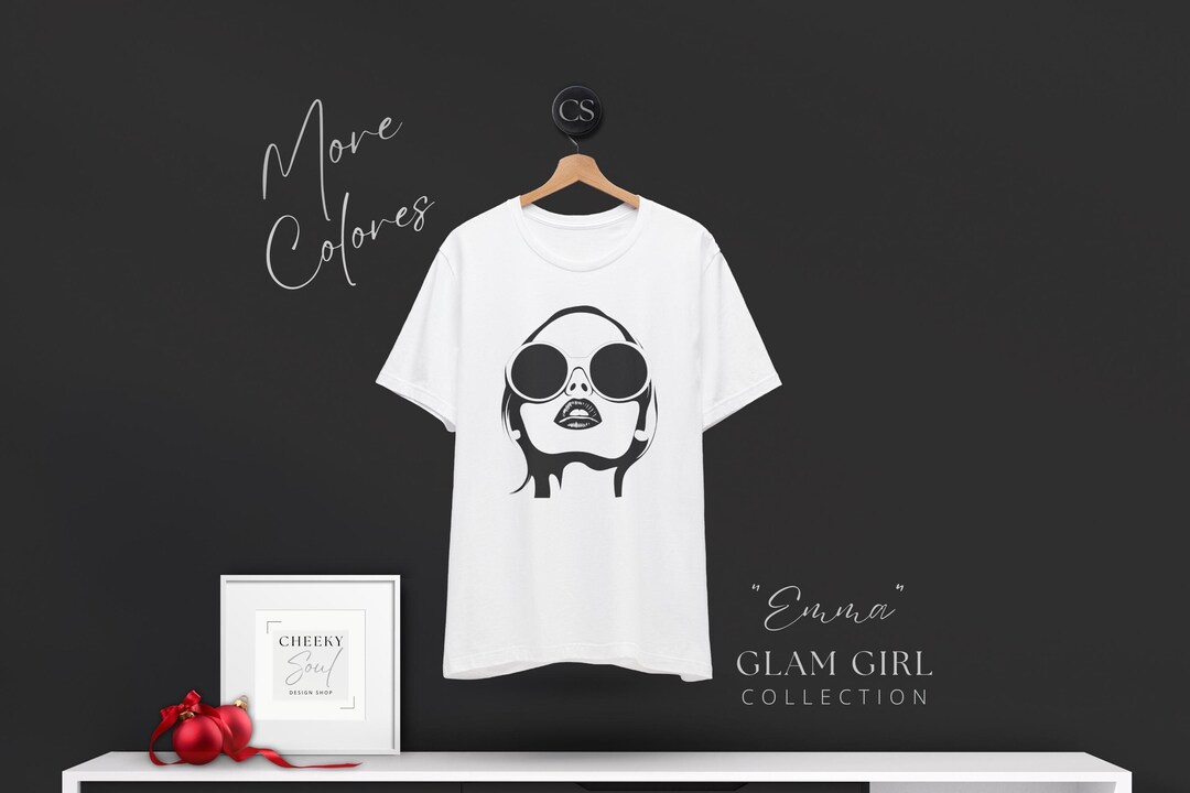 Glam Girl "emma" Pop Art T-shirt, Black-and-white Portrait Shirt, Chic ...