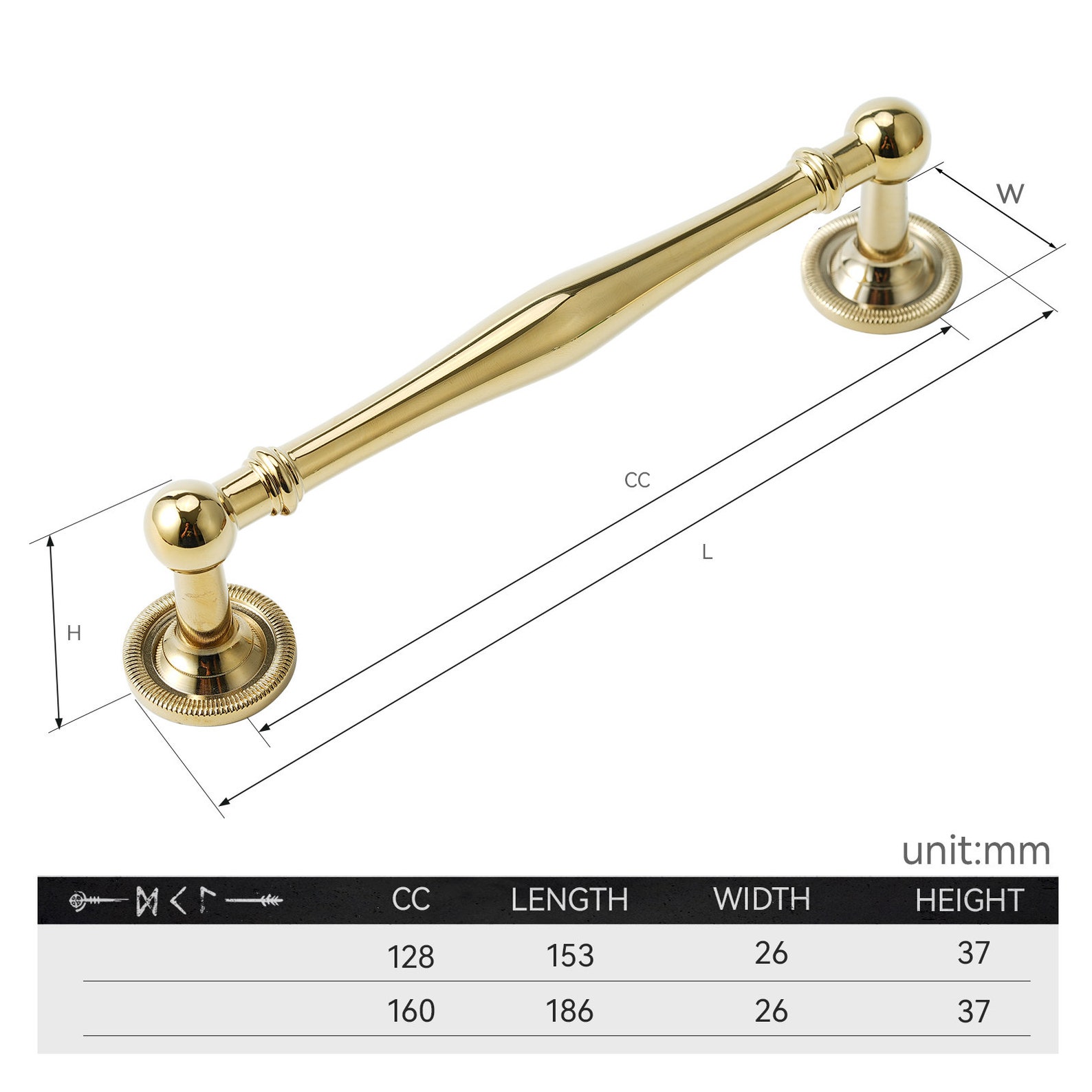 Solid Brass Cabinet Pull and Knob: Modern Grooved T Bar Handle, 5" Hole ...