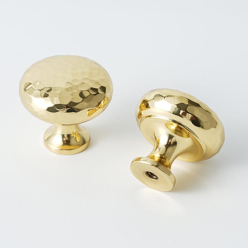 Hand-hammered Drawer Knobs Gold Cabinet Knobs Solid Brass Door Handles - Etsy