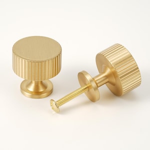 Grooved Solid Brass Cabinet Knob: Modern Antique Brass Finish - Etsy