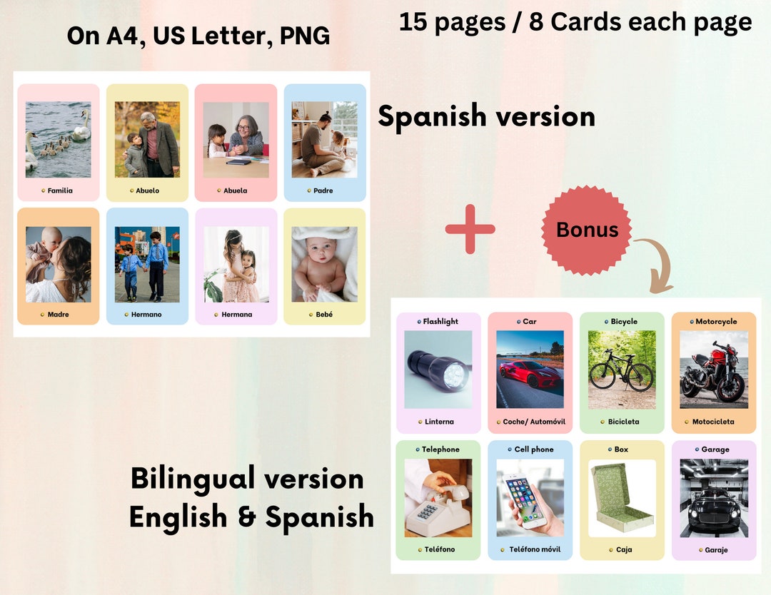120 Spanish Flashcards (BONUS 120 English+spanish Flashcards. Total 240 ...
