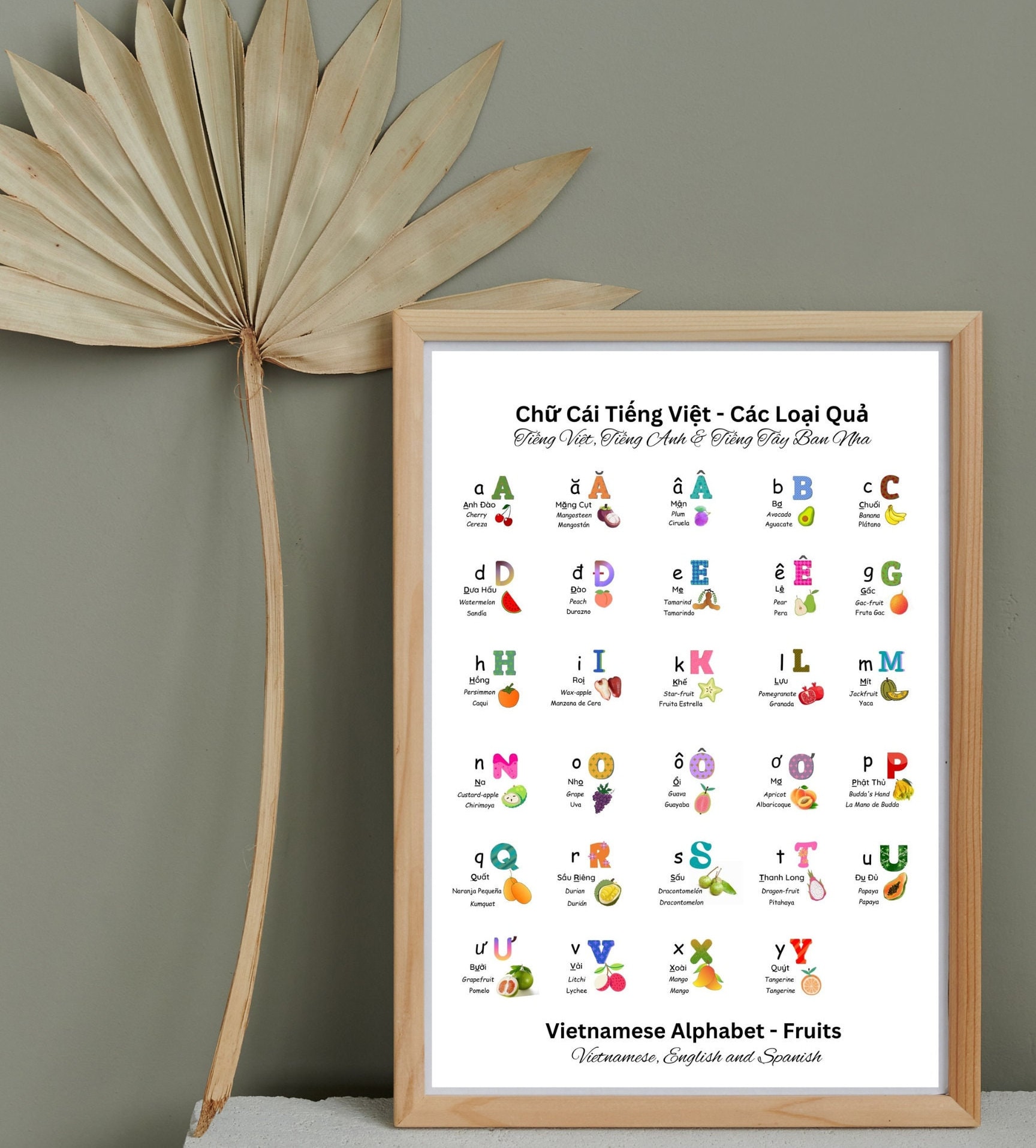 TRILINGUAL Viet Alphabet Poster (29 Tropical Fruits in Vietnamese ...