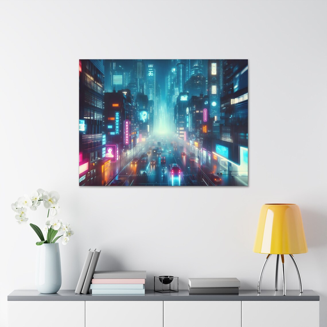 Neon-lit Cyberpunk City During a Rainstorm Print,cyberpunk Art Print ...