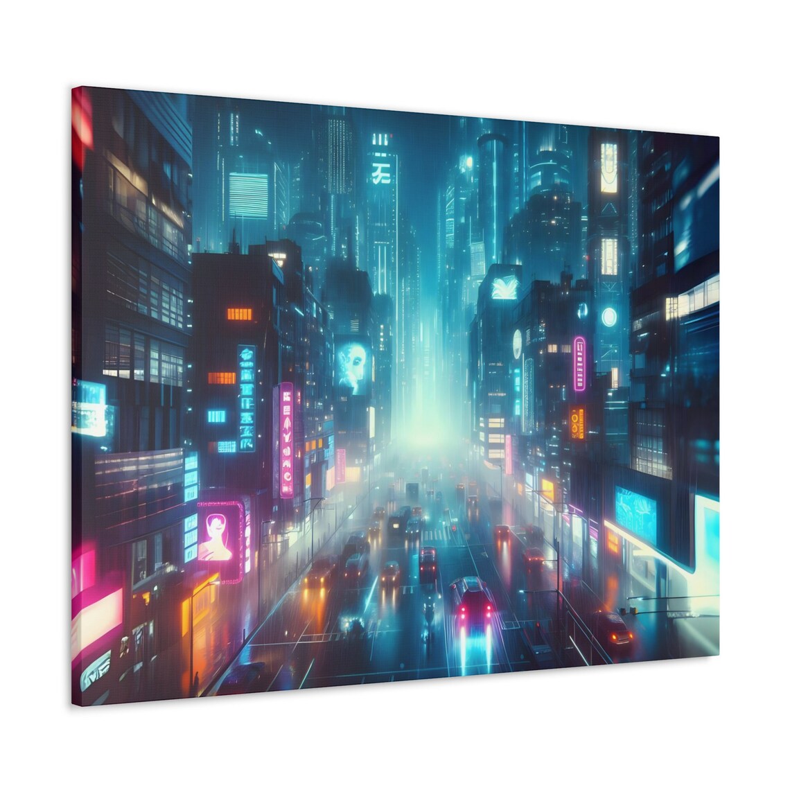 Neon-lit Cyberpunk City During a Rainstorm Print,cyberpunk Art Print ...