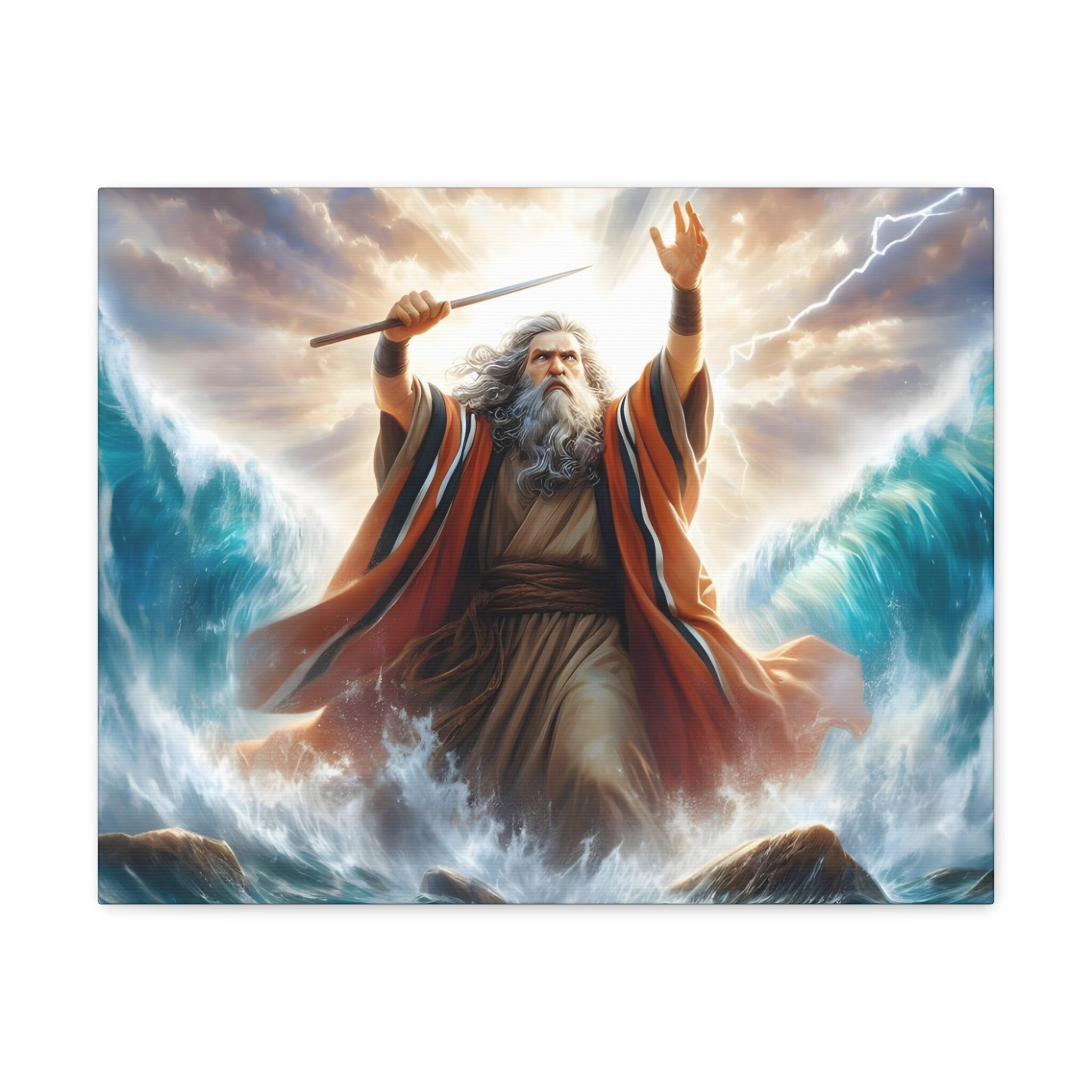 Moses Splitting the Seas to Free His People Print,religious Art ...