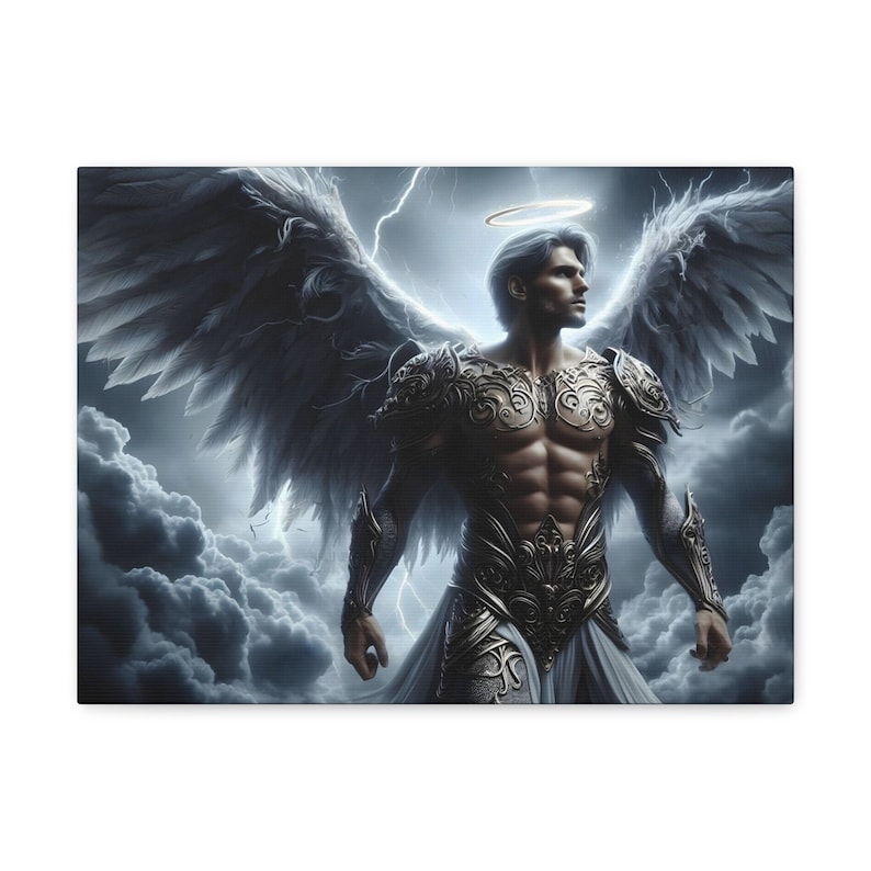 Powerful Male Angel Warrior on Canvas Lightning Storm Art Print - Etsy