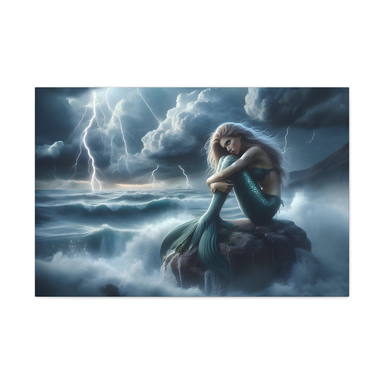 Beautiful Mermaid Holding a Pink Shell Dreaming About Life on the Land ...