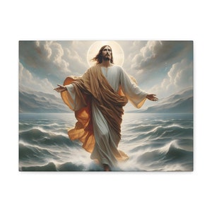 Jesus Walking on the Waters of the Ocean Print,jesus Art, Jesus Art ...