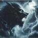 Ferocious Werewolf Growling at the Moon During a Lightning Storm Print ...