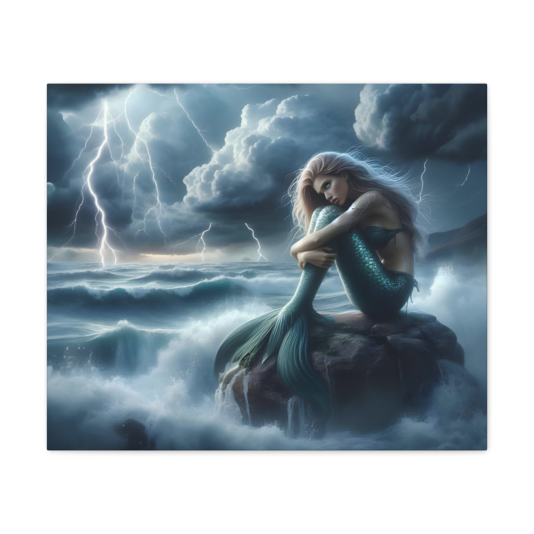 Beautiful Mermaid Holding a Pink Shell Dreaming About Life on the Land ...