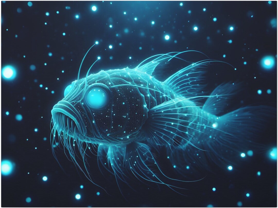 A Blind Deep Sea Fish Illuminating the Darkness Print, Canvas Print ...