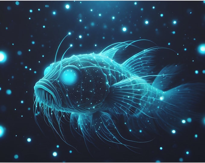 A Blind Deep Sea Fish Illuminating the Darkness Print, Canvas Print ...
