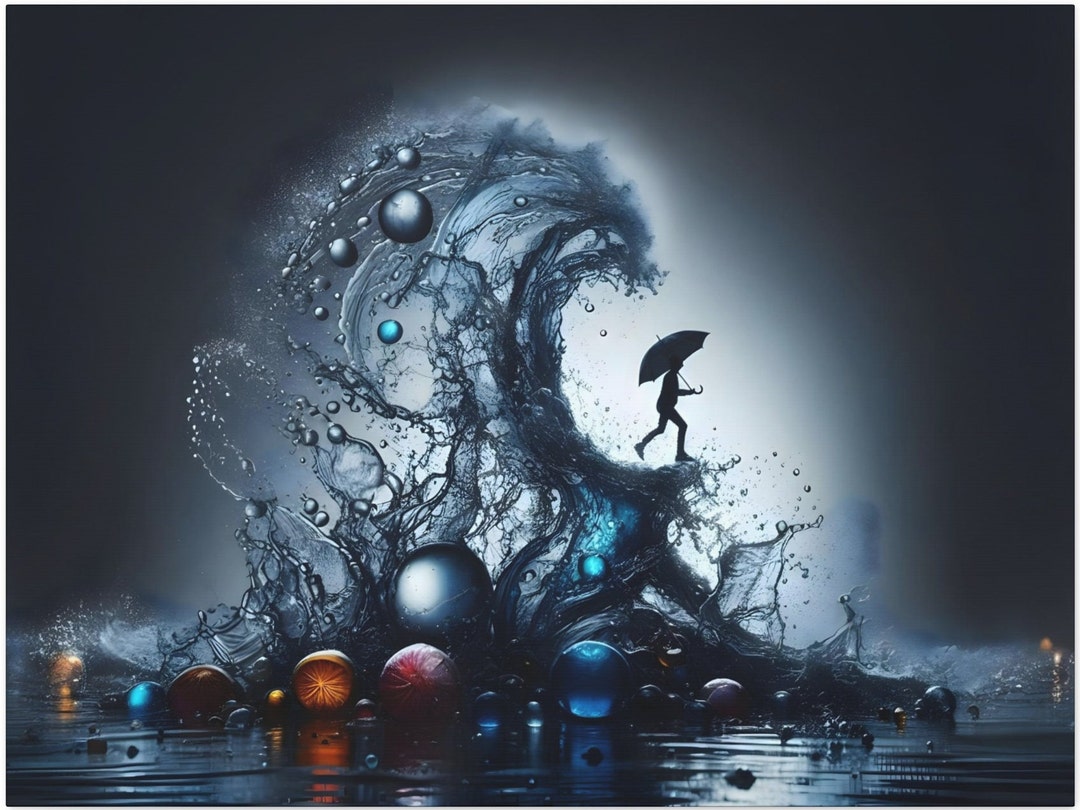 Abstract Water Splash Wall Art, Colorful Orb Design, Modern Home Decor ...