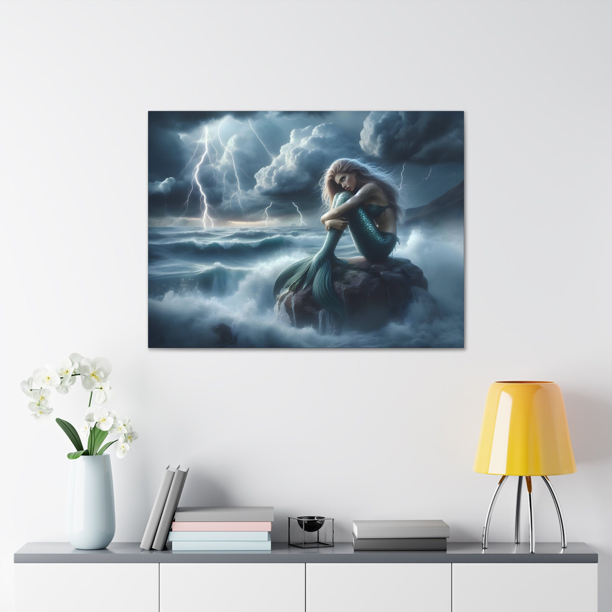 Beautiful Mermaid Holding a Pink Shell Dreaming About Life on the Land ...