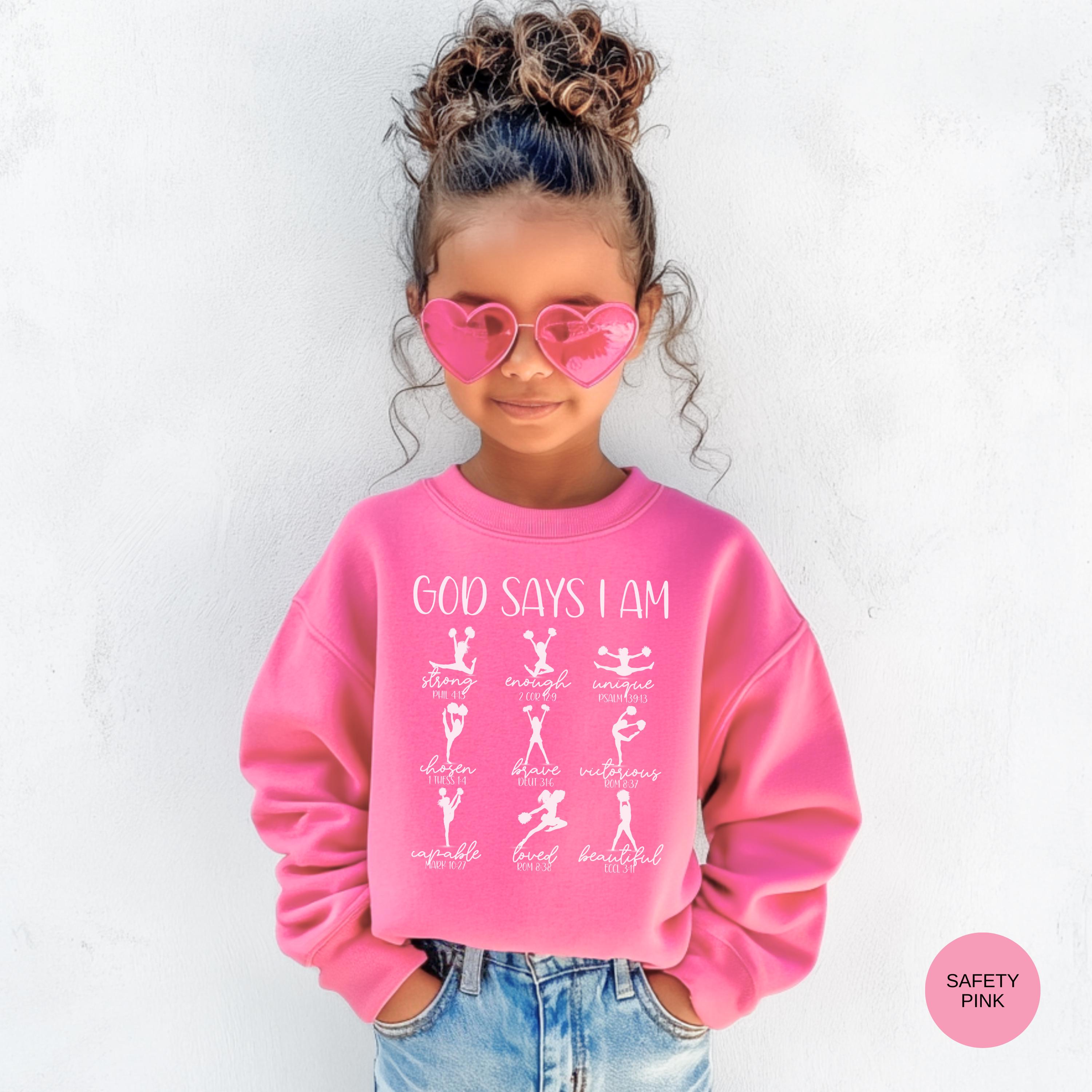 Youth Girl's Cheerleader Bible Verse Sweatshirt, School Christian Cheer ...