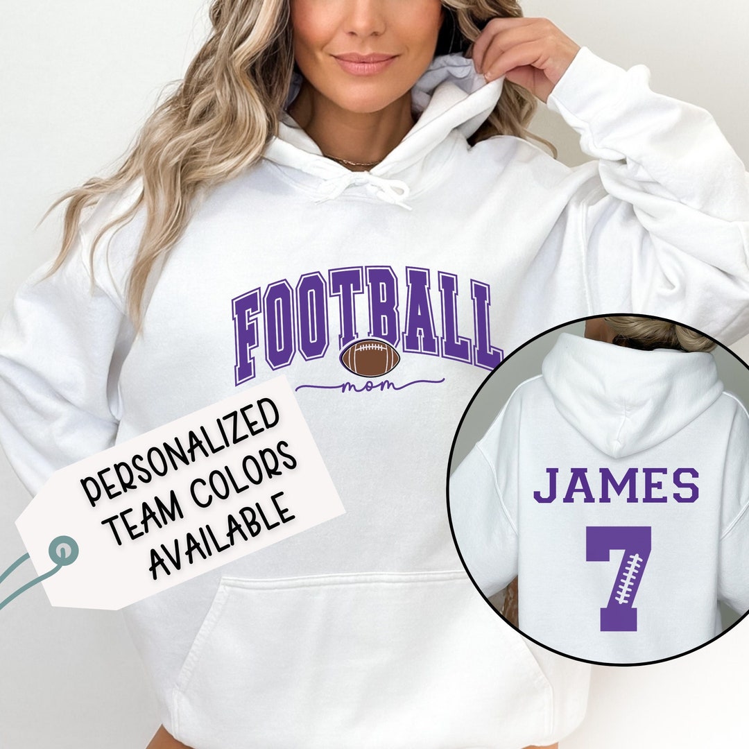 Football Mom Hoodie With Custom Number, Football Mama Hoodie, Custom ...
