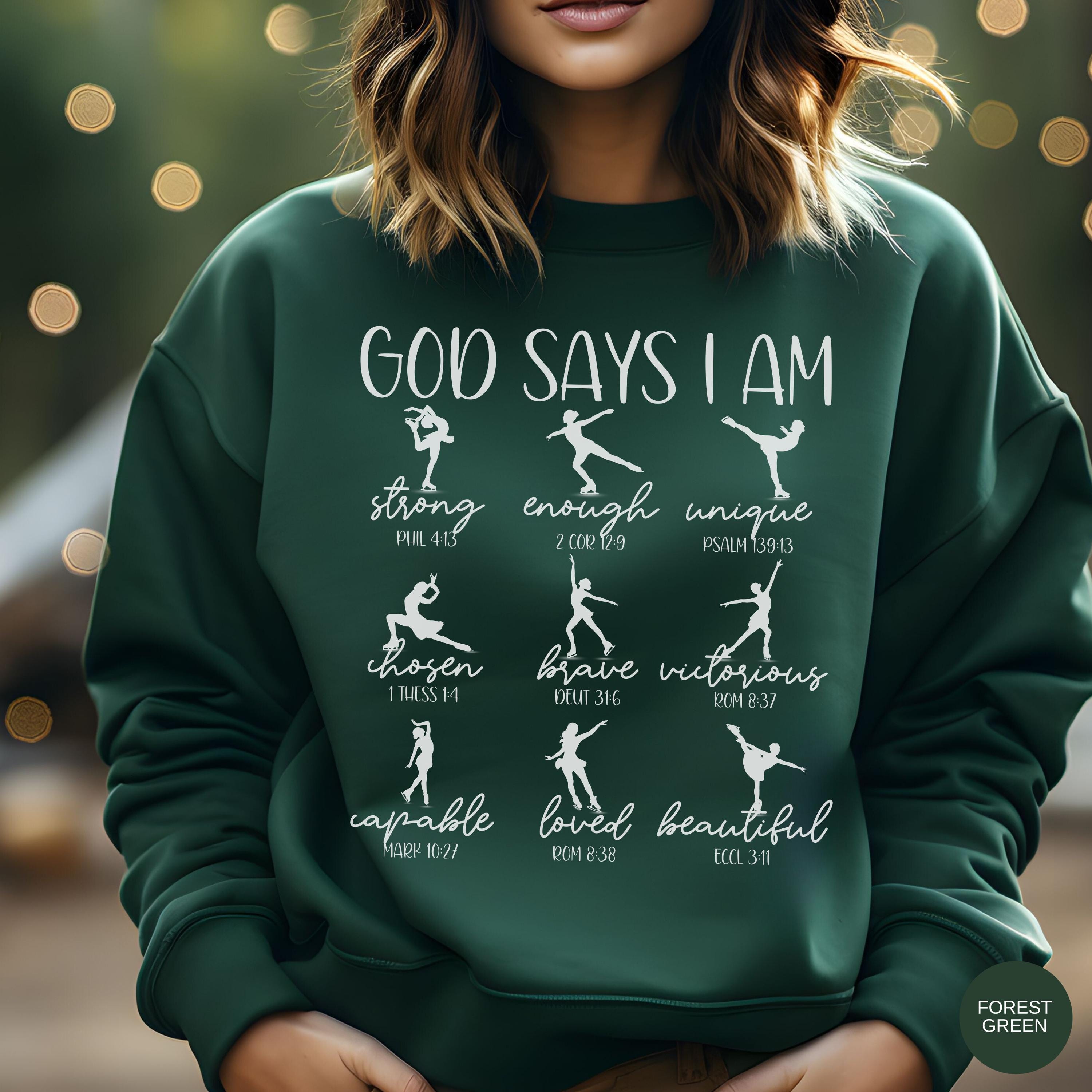 Christian Girls Ice Skating Sweatshirt, Bible Verse Design - Etsy