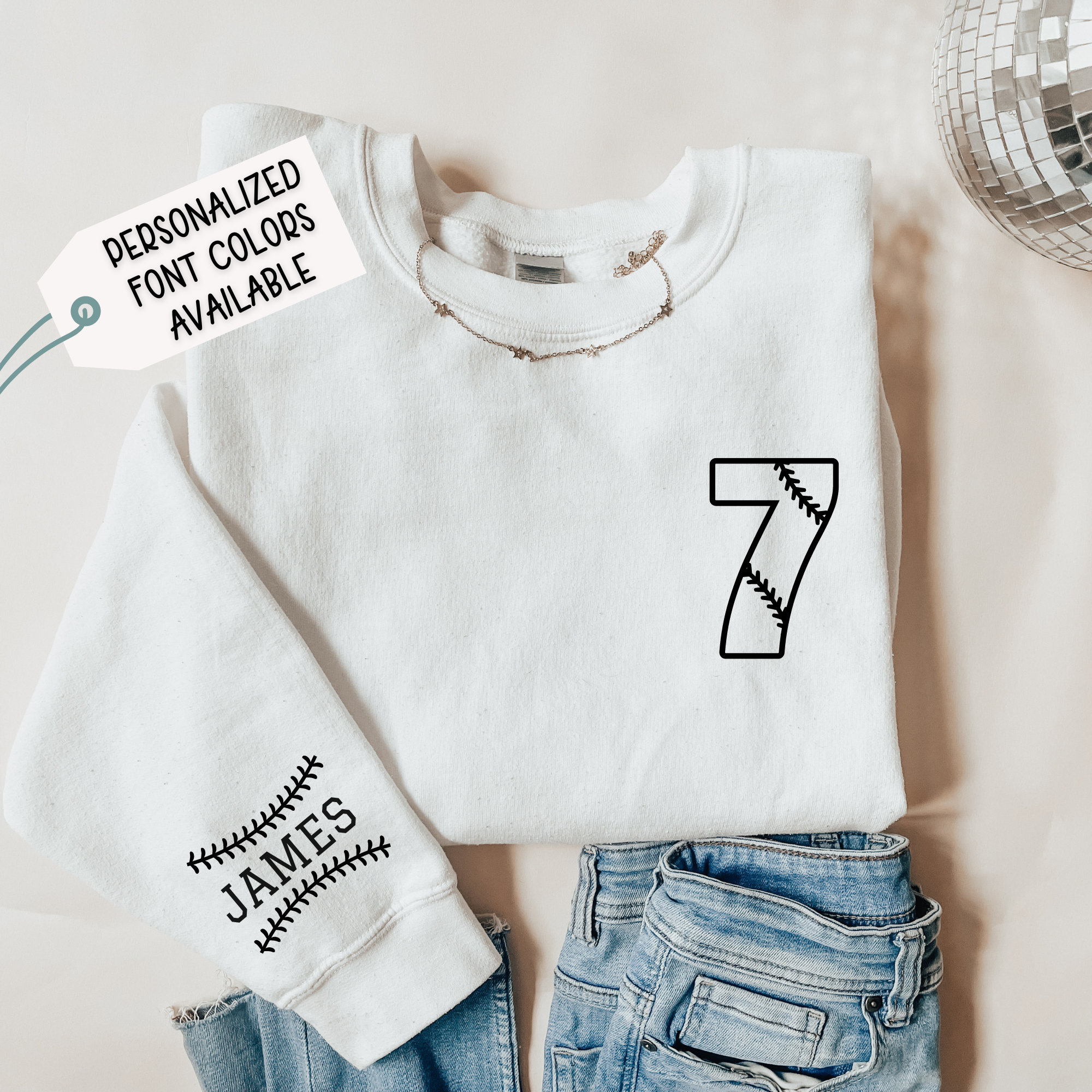 Personalized Number Baseball Sweatshirt With Name on Sleeve and Back ...