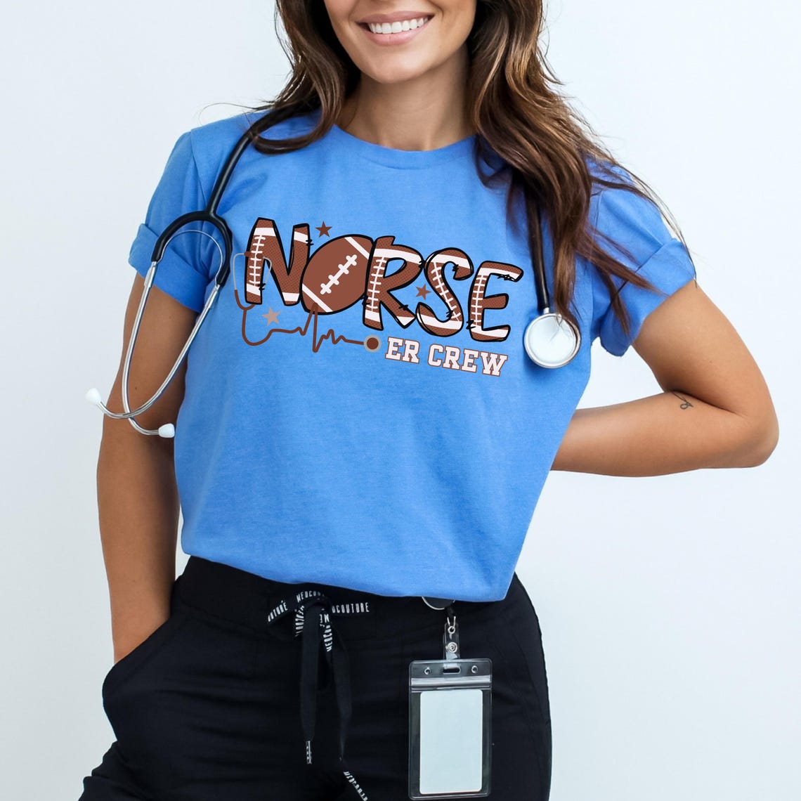 ER Nurse Football T-shirt, Fall Nurse Gift, Emergency Crewneck - Etsy