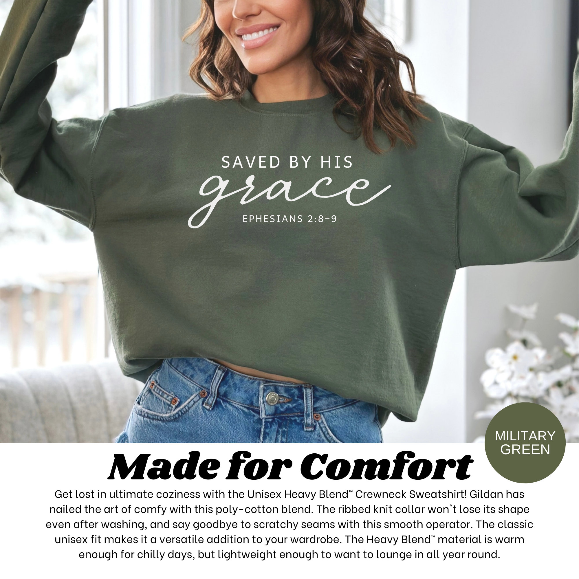 Jesus Saved by Grace Sweatshirt, Personalized Christian Gift for New Believer, Christian T-shirt ...