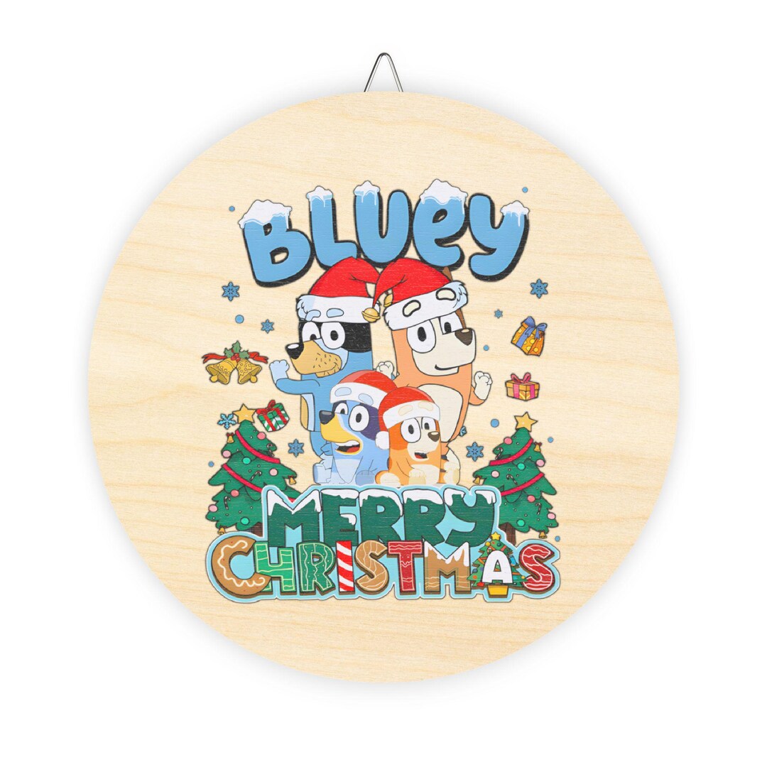 Bluey Family Wood Signs, Bluey Christmas Sign, Bluey Family Christmas ...