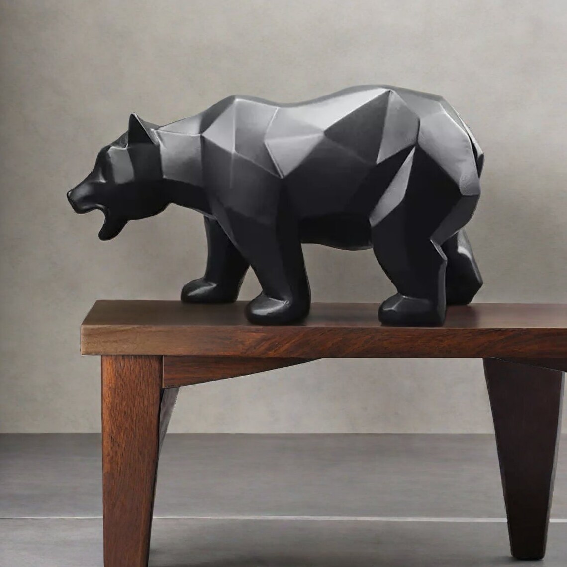 Black Resin Bear Artistic Elegant Piece | Handmade Table Decoration ...