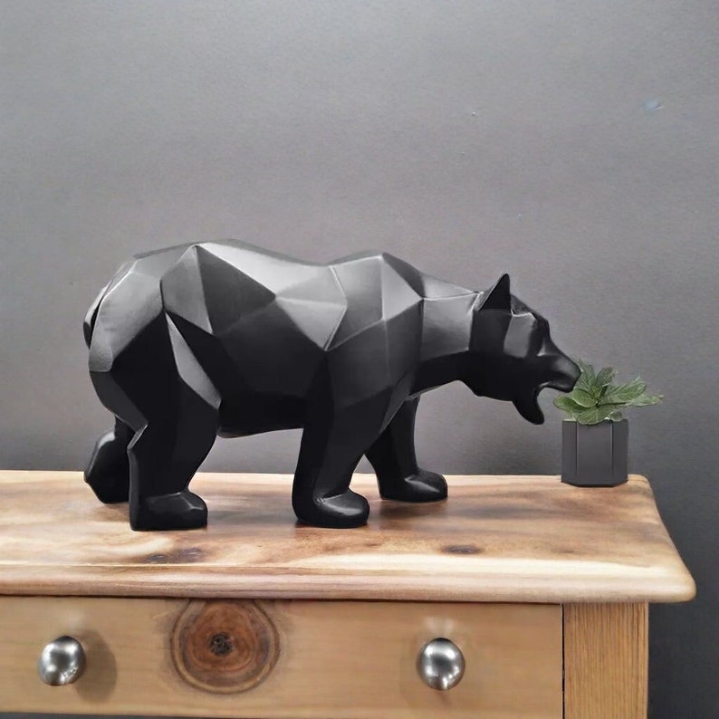 Black Resin Bear Artistic Elegant Piece | Handmade Table Decoration ...