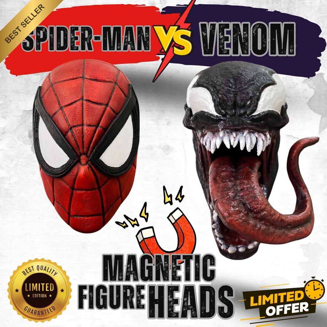Spider-man & Venom - Magnetic Figure Heads Set | 3D Printed Hand ...