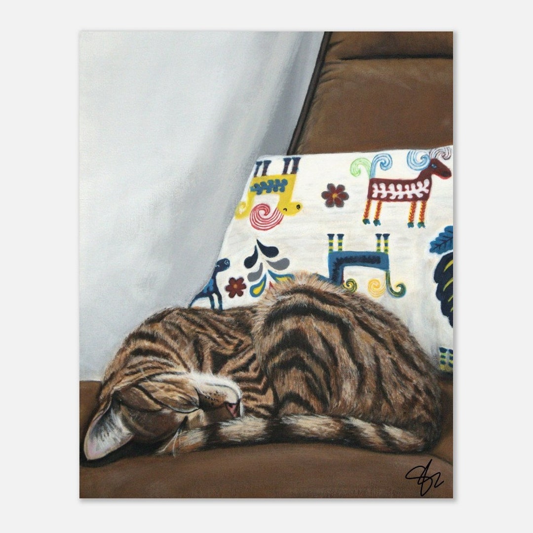 Sleeping Cat Portrait/ Cat Lovers Hand Painted bella in Bliss - Etsy