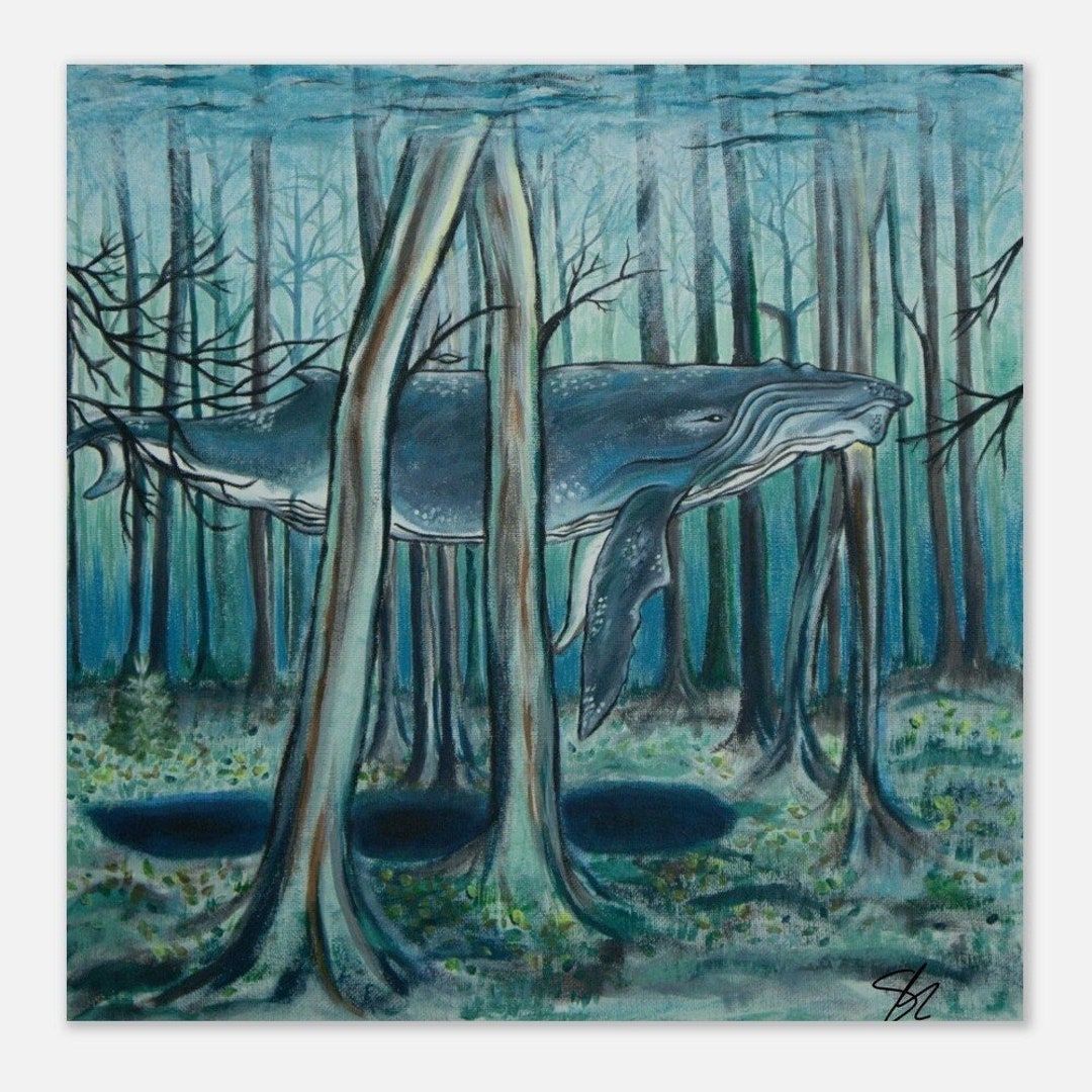 Blue Whale Painting/ Underwater Forest/ Fantasy Painting Hand Painted ...