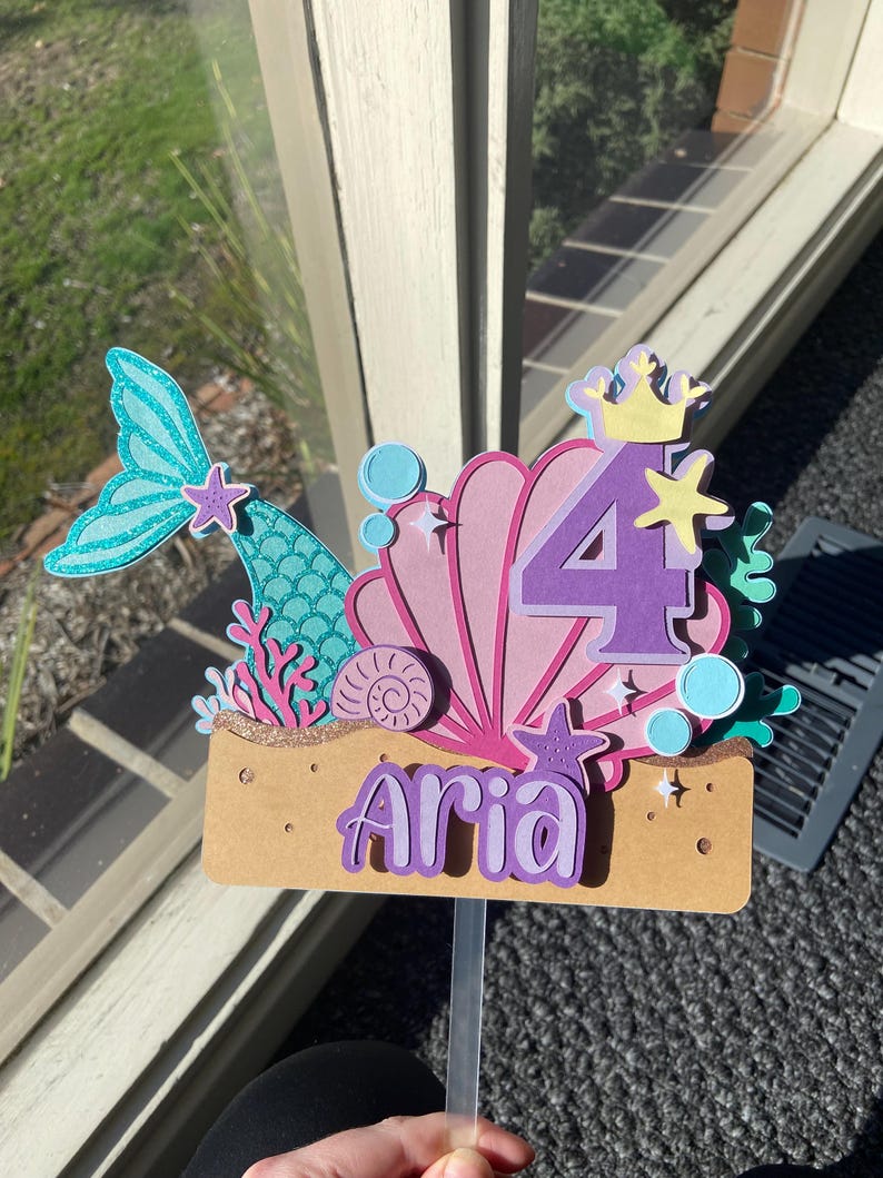 Personalised Mermaid Cake Topper | Under the Sea Birthday Decor, Custom ...