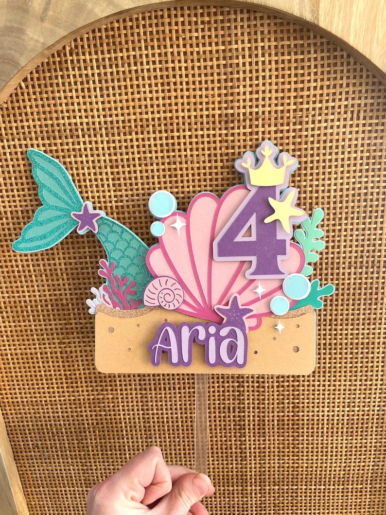 Personalised Mermaid Cake Topper | Under the Sea Birthday Decor, Custom ...
