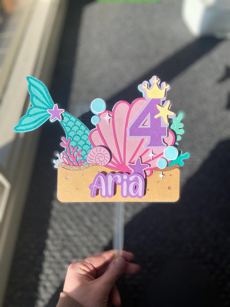 Personalised Mermaid Cake Topper | Under the Sea Birthday Decor, Custom ...