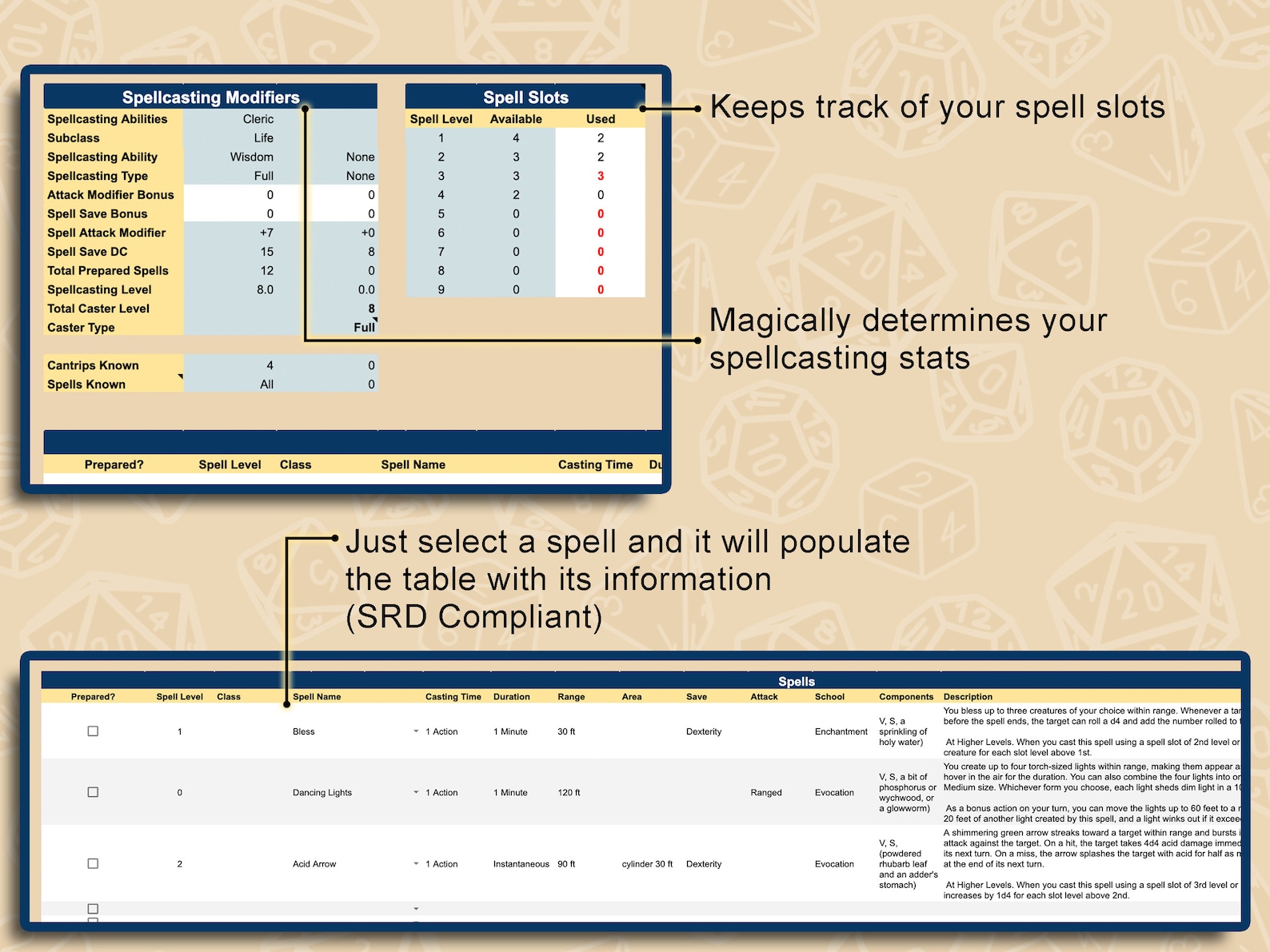 Automated D&D Character Sheet Spreadsheet - Streamlined Character ...